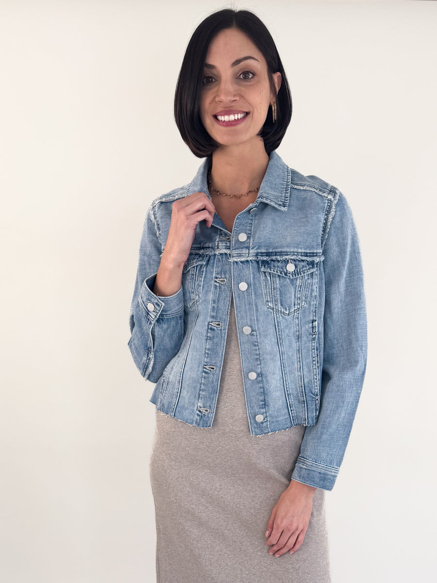 Kyra Multi Frayed Denim Jacket – Katsch Boutique