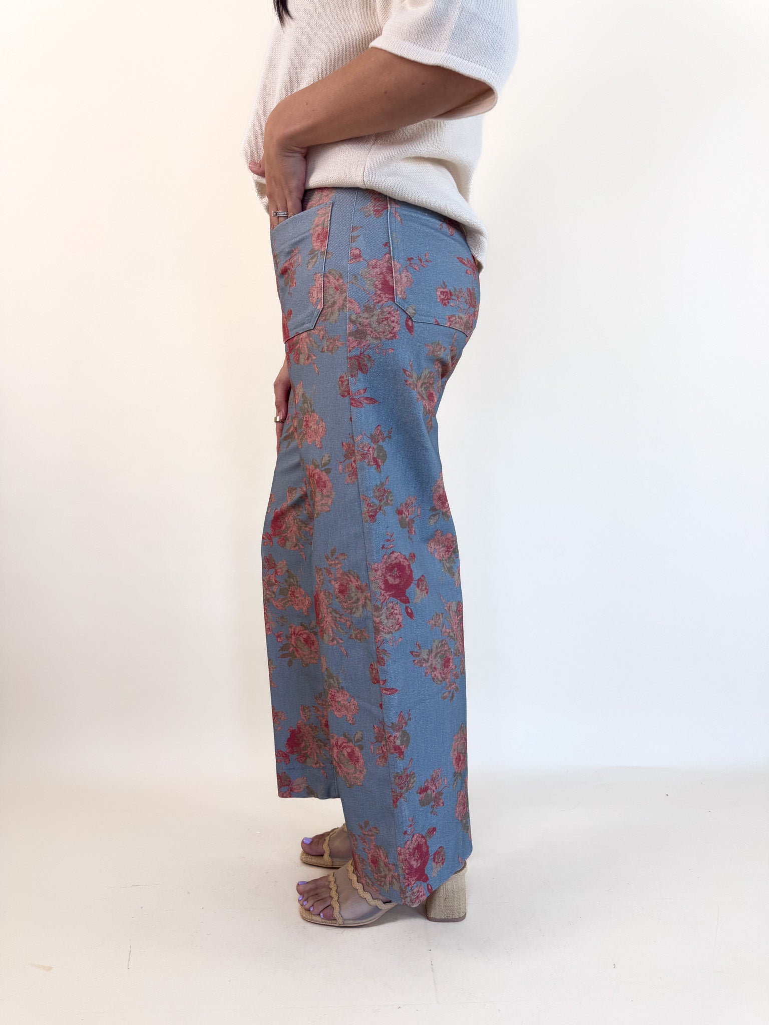 Blushing Floral Blue Wide Leg Pant – Katsch Boutique