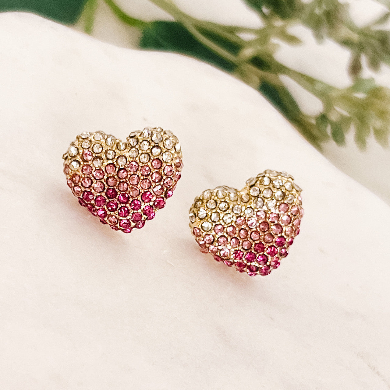 Mini Heart Pave Crystal Silver Stud Earrings Women s Size One Size